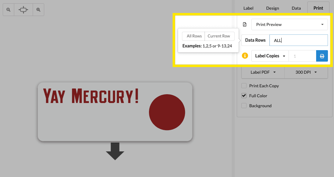 Click the blue Print button. Blast off!
